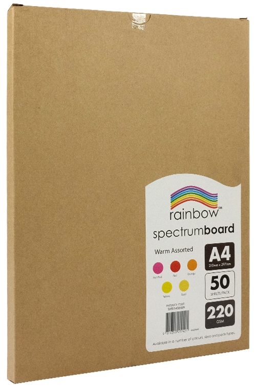 Boards | Spectrum Board 220gsm | Rainbow Spectrum Board A4 50 Sheets