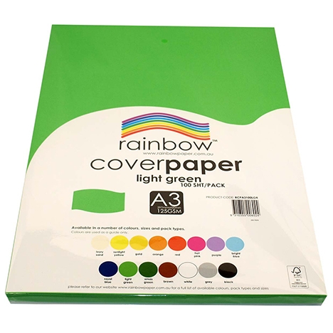Papers | Cover Paper 125gsm | RAINBOW COVER PAPER A3 100 SHEETS